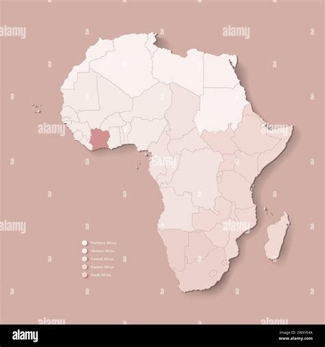 Vector Illustration With African Continent With Borders Of All States