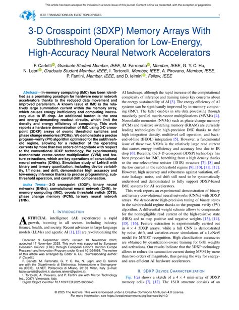 Pdf 3 D Crosspoint 3dxp Memory Arrays With Subthreshold Operation