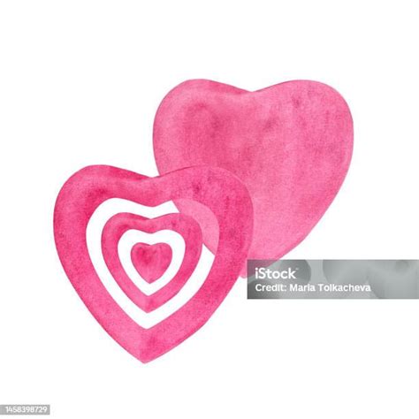 흰색 배경에 격리된 수채화 낭만적인 마음 날짜 저장 발렌타인 데이 생일 및 어머니의 날 카드 청첩장 엽서 그리기에 대한 스톡