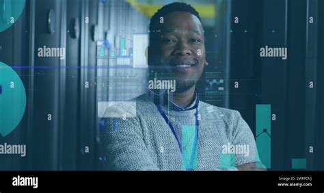 Image Of Statistic And Data Processing Over African American Male It