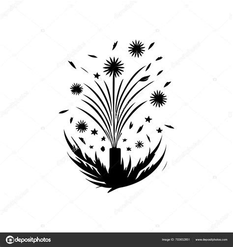 Firecracker Icon Hand Draw Black Colour Lunar New Year Logo Stock