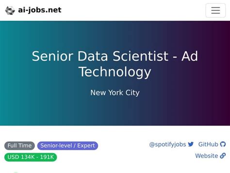 Hiring Senior Data Scientist Ad Technology In New York City Rai