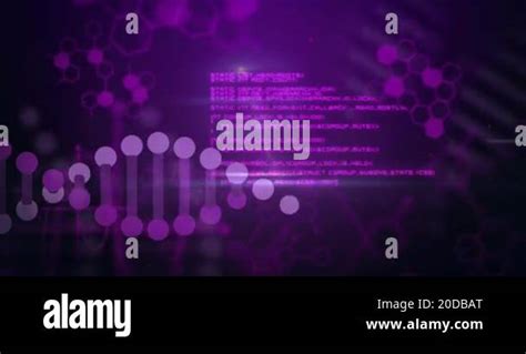 molecular structure and scientific data analysis animation over purple