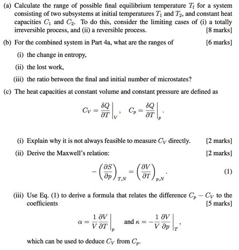 Solved A Calculate The Range Of Possible Final Equilibrium