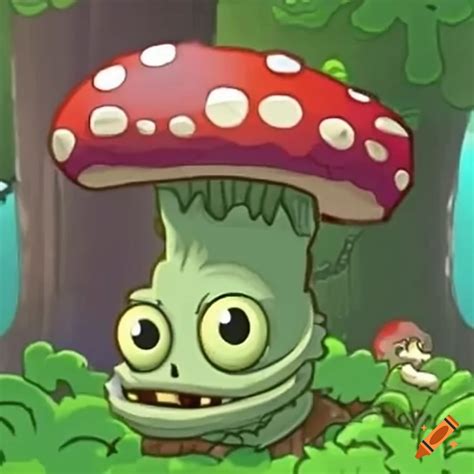 Nut Plant Overgrown By Mushrooms In Plants Vs Zombies Game On Craiyon
