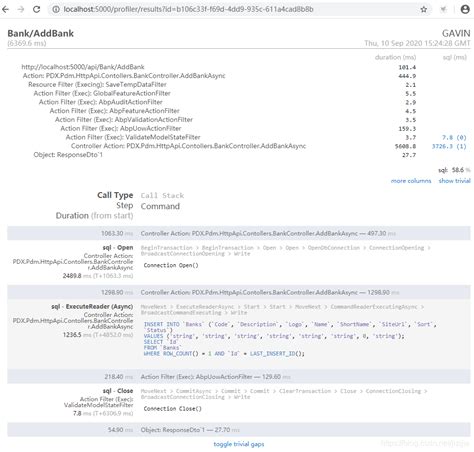 Aspnetcore 31（abpnext）集成miniprofile（简要）gavin Csdn博客