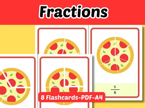 Pizza Fractions Math Flashcards Fractions Math Teaching Resources