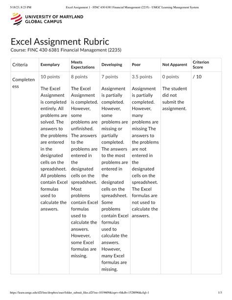 SOLUTION Excel Assignment 1 Finc 430 6381 Financial Management 2235