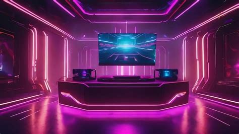 未来的なゲーム E スポーツの背景の抽象的な壁紙サイバー パンク スタイル Sf ゲーム ステージ コンサート Sce プレミアム写真