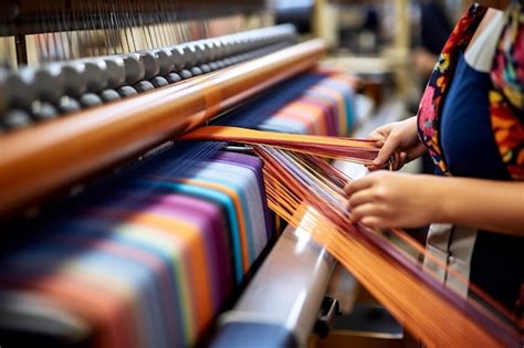 premium ai image weaving fabric in a textile factory generative ai
