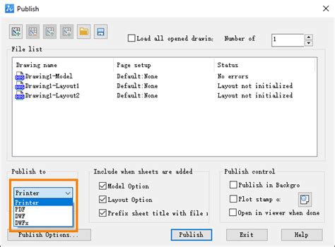 ★why Are The Publish Options Not Available For Configuration In Zwcad