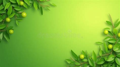 Fresh Green Leaves Adorn The Corners Of A Vibrant Gradient Background