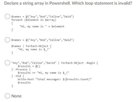 Solved Declare A String Array In Powershell Which Loop Chegg