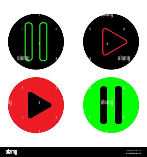 Play Icon Set Pause Signs Colored Elements Mobile App Symbols