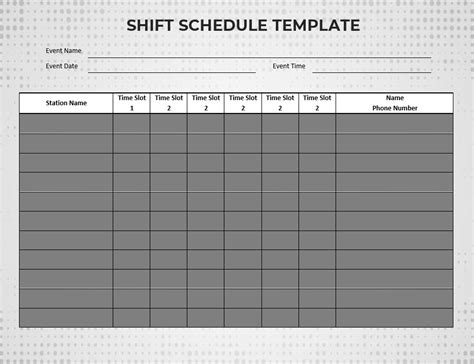 Shift Schedule Template Sample Template Business PSD Excel Word PDF
