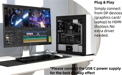 Ncggy Displayport To Dual Hdmi Adapter 4k60hz For Pc Laptop Graphics Card Dp 1 2 To 2 Hd Mi 2 0