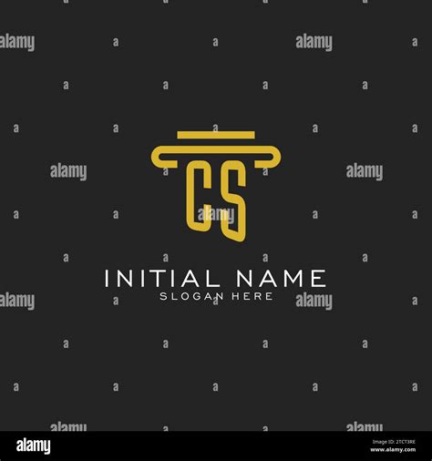 Cs Initial Logo With Simple Pillar Style Design Vector Graphic Stock