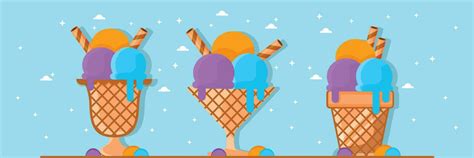 Ice Cream Flat Icon Ice Cream Cone Vector Illustration Isolated On