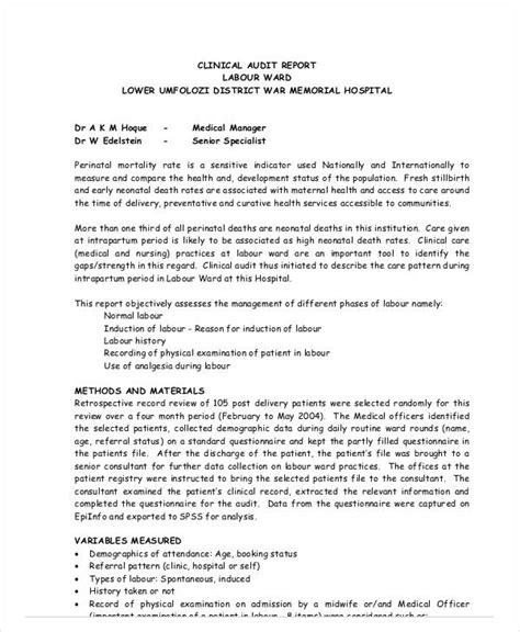 12 Clinical Audit Report Templates Pdf Doc