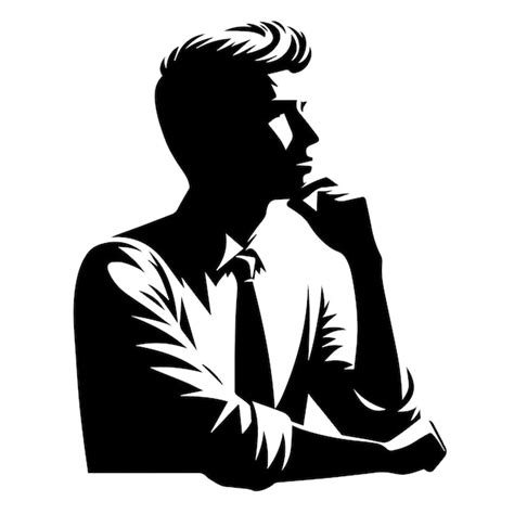 Premium Vector Man Thinking Vector Silhouette Vector