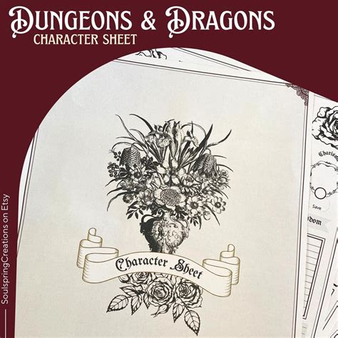 Gothic Dnd 5e Character Sheet Dungeons And Dragons Stat Sheet Dnd