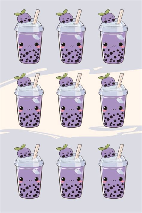 Trendy Taro Boba Tea Cute Sticker T Trendy Fruit Sticker Etsy