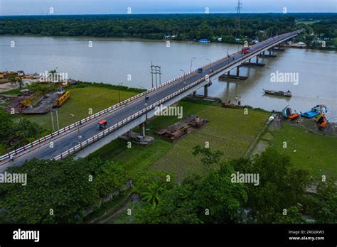Aerial View Of The Patuakhali Bridge Over Laukathi River At Barishal