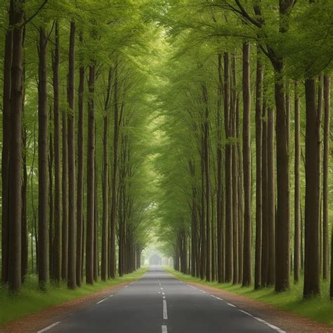 Premium Photo Road With Trees On Both Sides