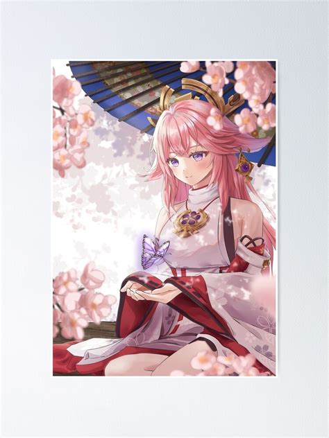 Cute Yae Miko Genshin Impact Poster For Sale By Saranghandago Redbubble