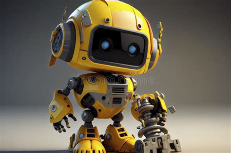 Engineer Robot With 3d Rendering Cute And Small Artificial Intelligence