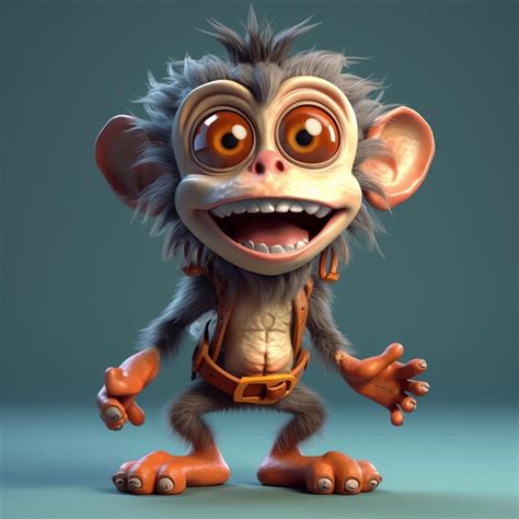 Premium Photo Cartoon Cute Funny Monster With Black Big Eyes And