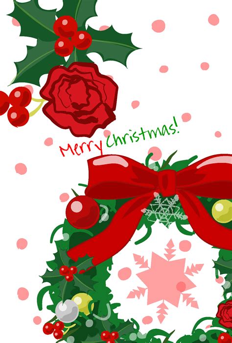 クリスマスのポストカードテンプレート「クリスマスリースと柊3」ダウンロード