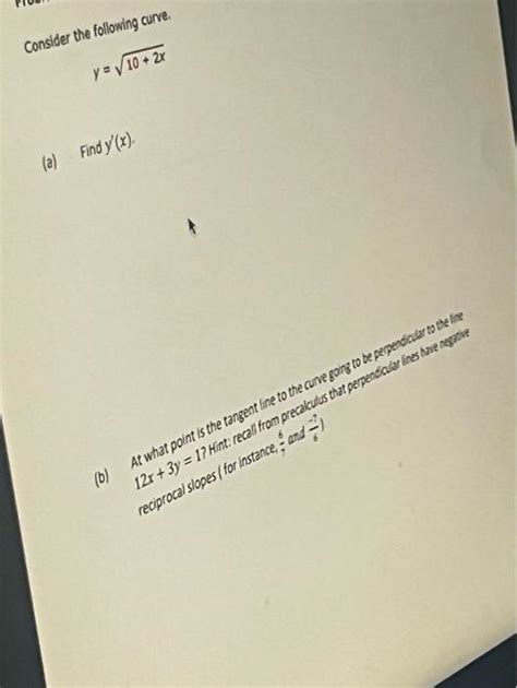 Solved Constder The Following Curve Y X A Find Y X Chegg