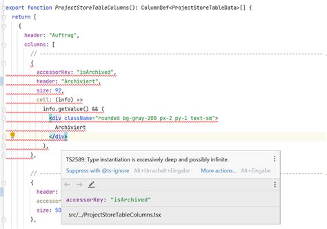 V Type Too Deep Appears In ColumnDef Without Using The Column Helper Issue
