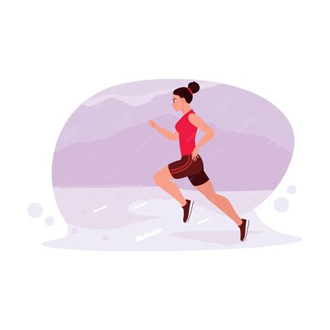 Premium Vector Female Sprint Athlete Running At High Speed Over The
