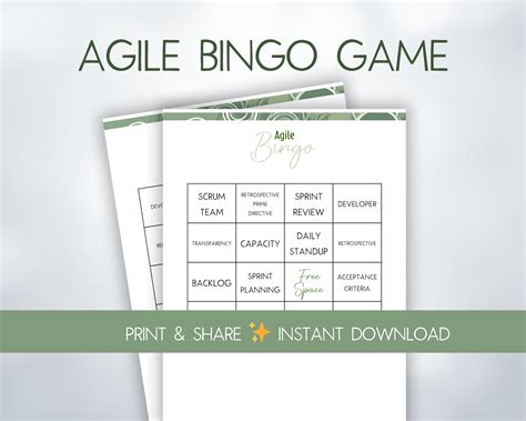 Agile Bingo Game Retrospective Activities Scrum Master Software Development Team Agile