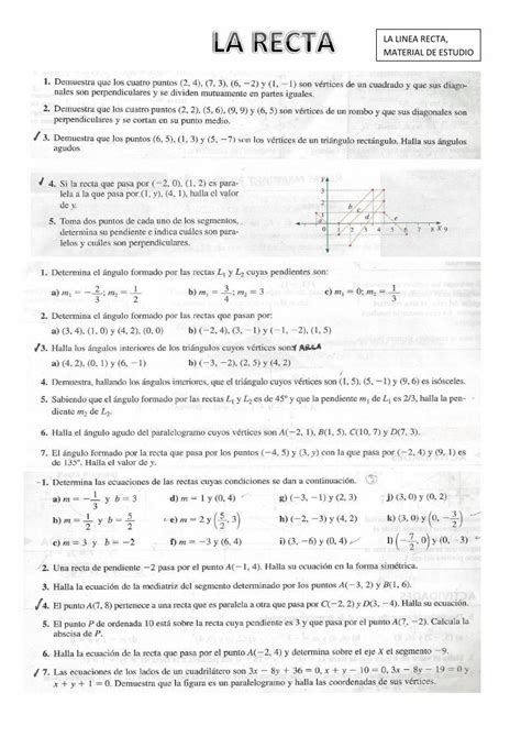 PDF LA LINEA RECTA MATERIAL DE ESTUDIO Halla su ecuación en la