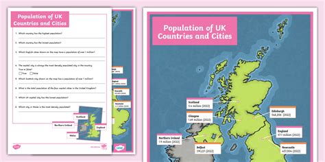 Uk Cities By Population Map Work Twinkl Ks2 Geography