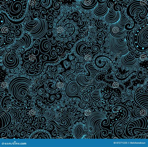 Beautiful Abstract Vector Seamless Wavy Texture With Curling Lines Like