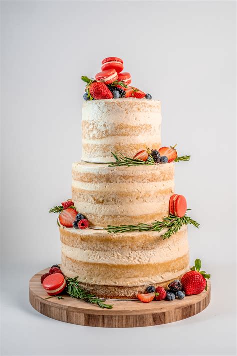 Three Tier Naked Wedding Cake With Fresh Forest Fruits Gabi Bakes Cakes