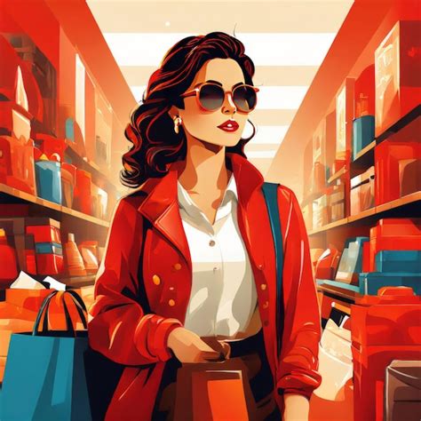 Niña Con Bolsa De Compras Niña Con Mochila De Compras Vector Premium
