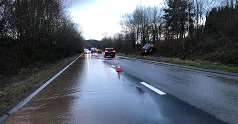 Police Called To Crash On The A465 After Heavy Rain And Flooding