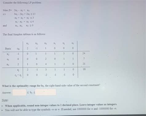 Solved Consider The Following Lp Problem Max Z 2x1 X2