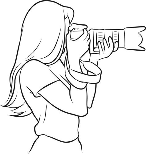 Woman Holding Camera Line Drawing Camera Drawing Camera Drawing Art