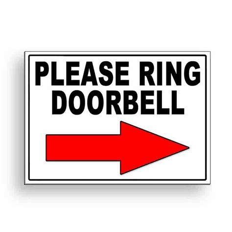 Please Ring Doorbell Arrow Right Sign Decal Delivery Ms095 Do Not Kn