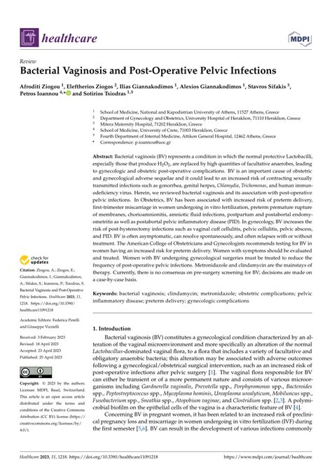 Pdf Bacterial Vaginosis And Post Operative Pelvic Infections