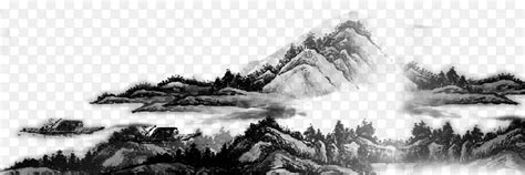 水墨山水装饰插图远山松柏中国画PNG图片素材下载 图片编号7402200 PNG素材网