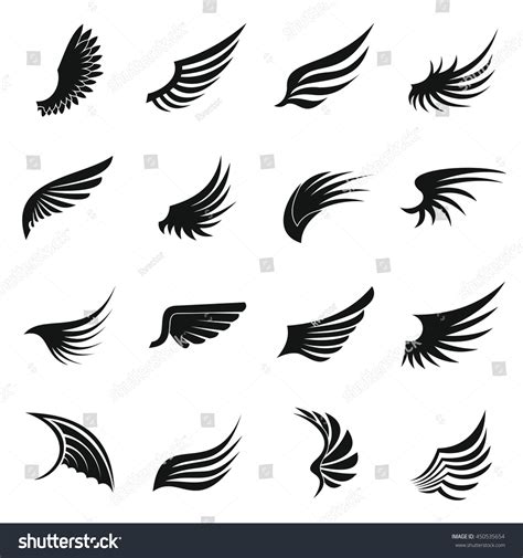 Eagle Wing Icons Set Simple Ctyle Stock Vector Royalty Free 450535654