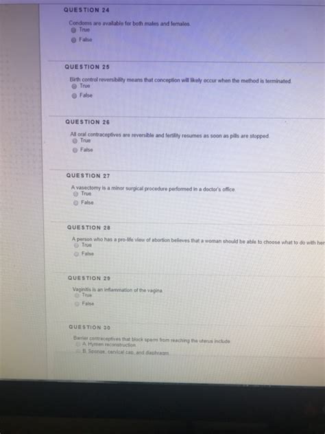 Solved Question 24 Condoms Are Available For Both Males And