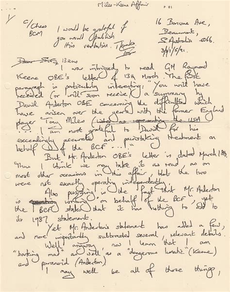 Tony Miles 1955 2001 By Edward Winter